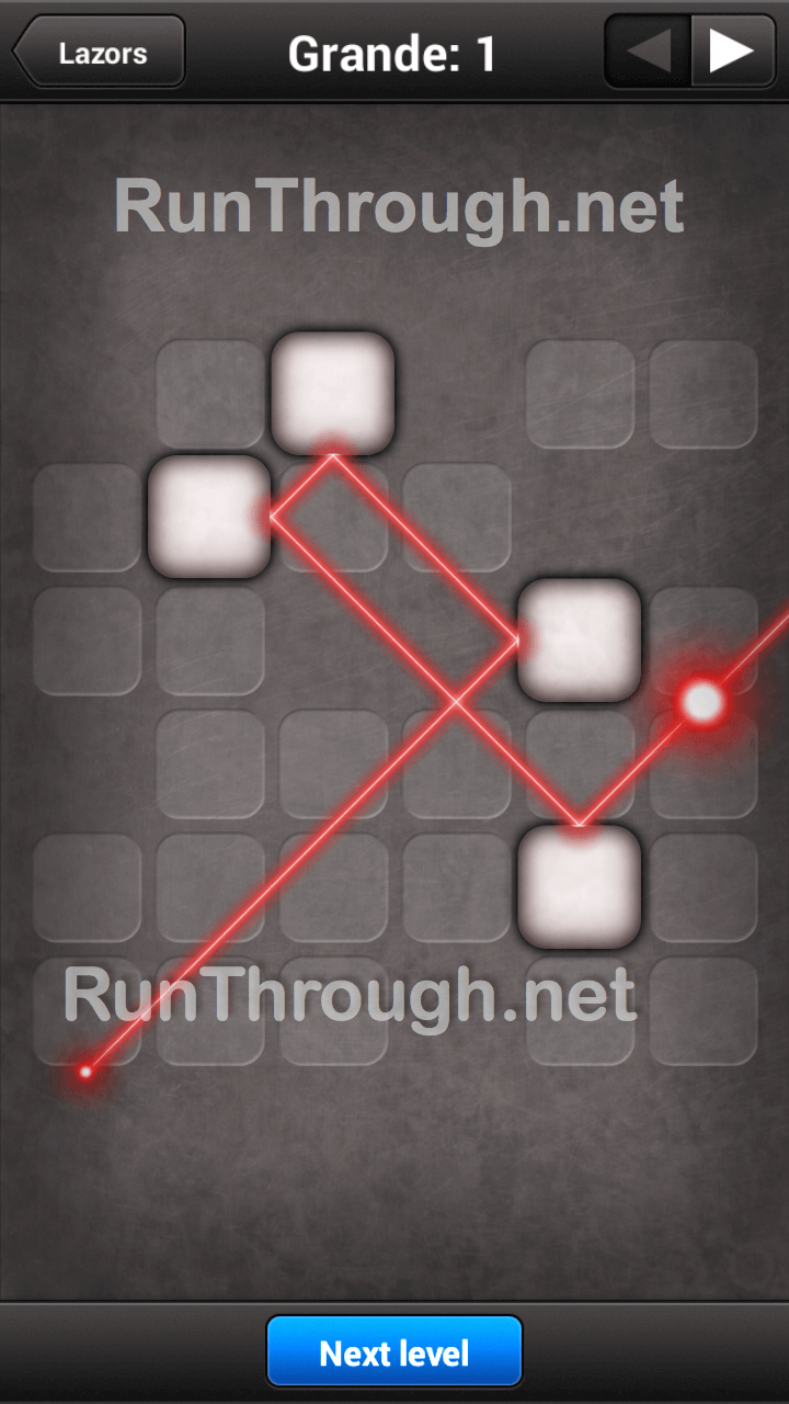 Lazors Walkthrough Grande Level 1 - RunThrough