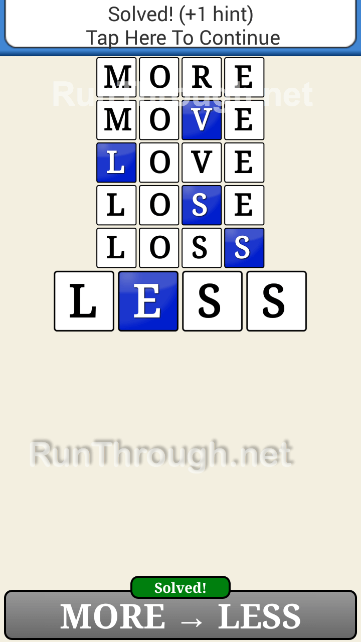 Word Ladder Walkthrough Numbers 6 - RunThrough